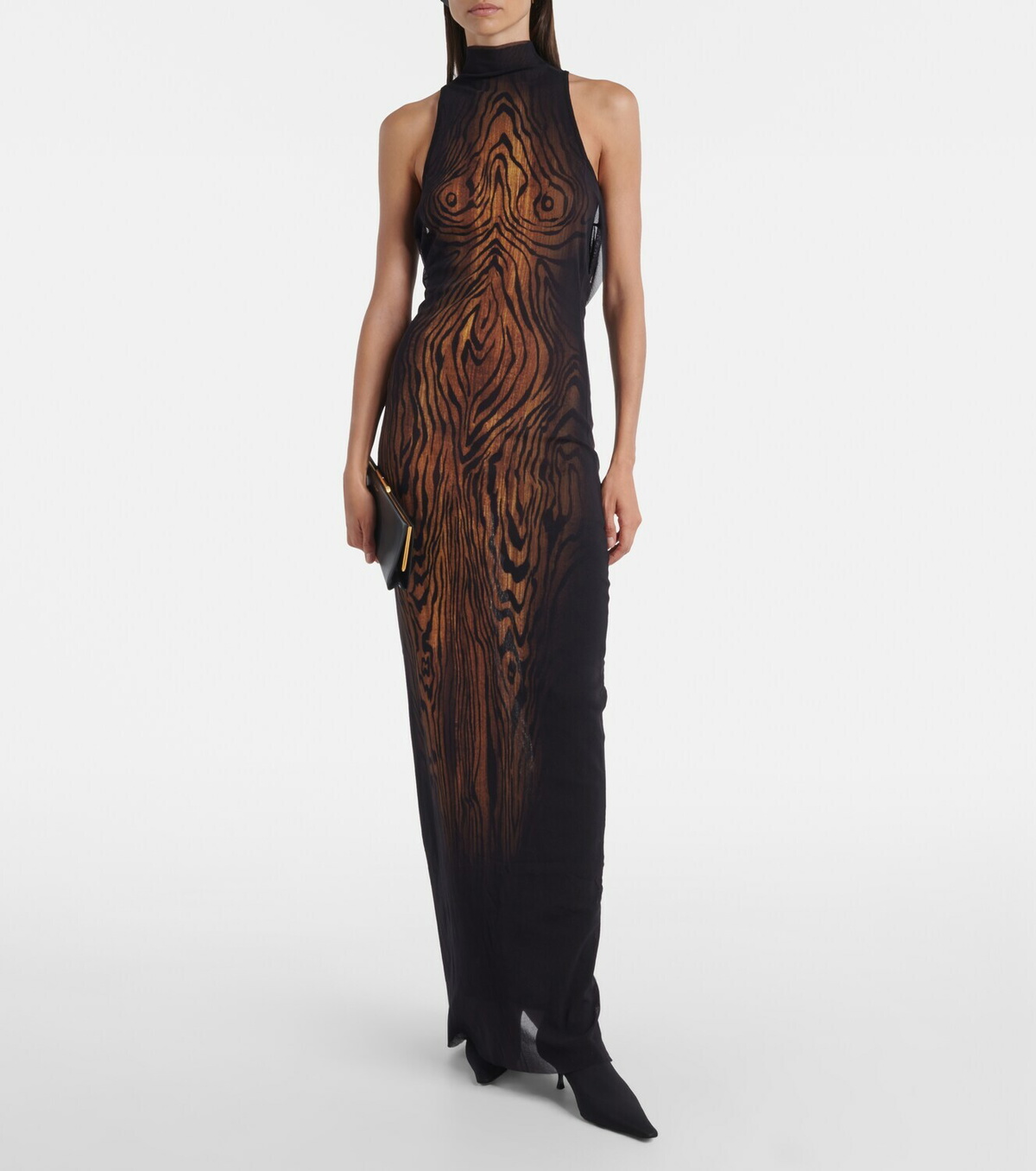 Jean Paul Gaultier Wood printed mesh maxi dress Jean Paul Gaultier