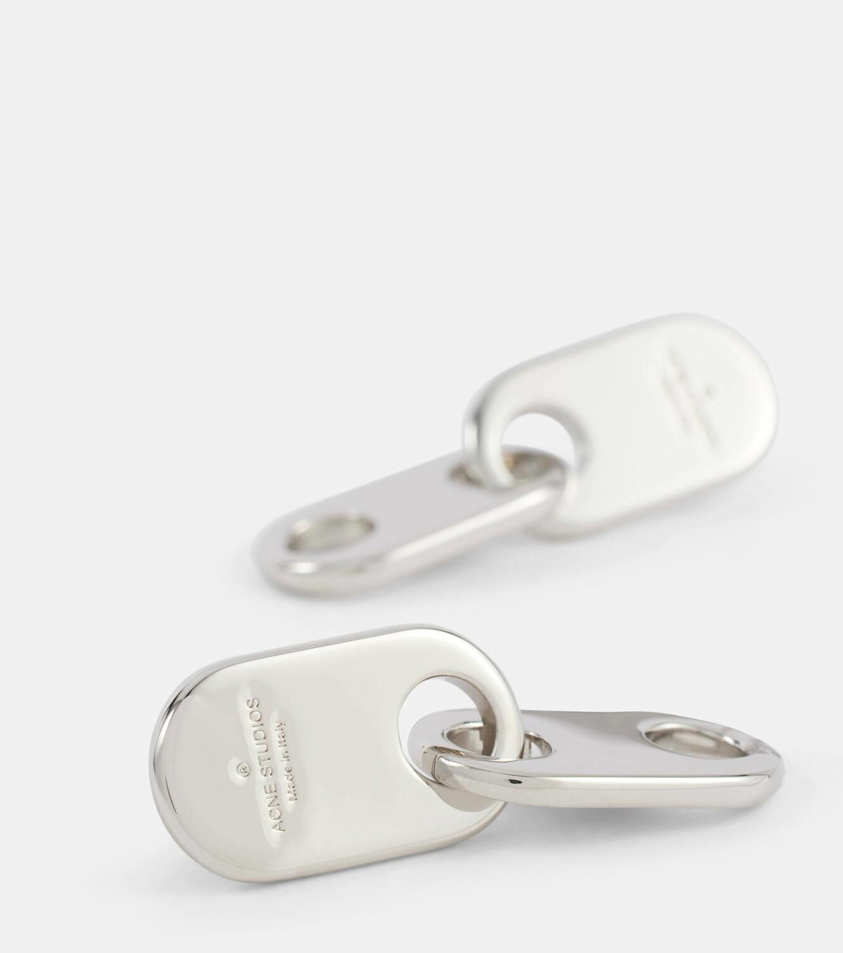 Acne Studios Chain Lock logo drop earrings Acne Studios