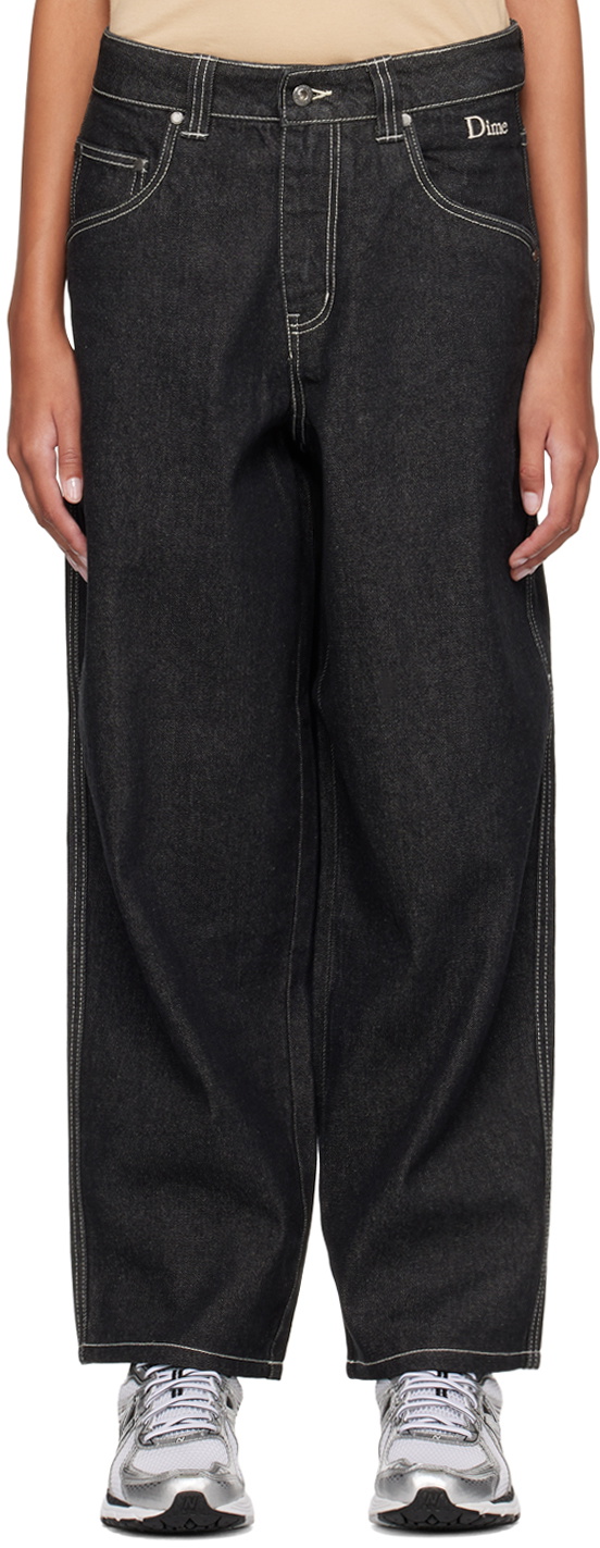 Dime Black Embroidered Jeans Dime