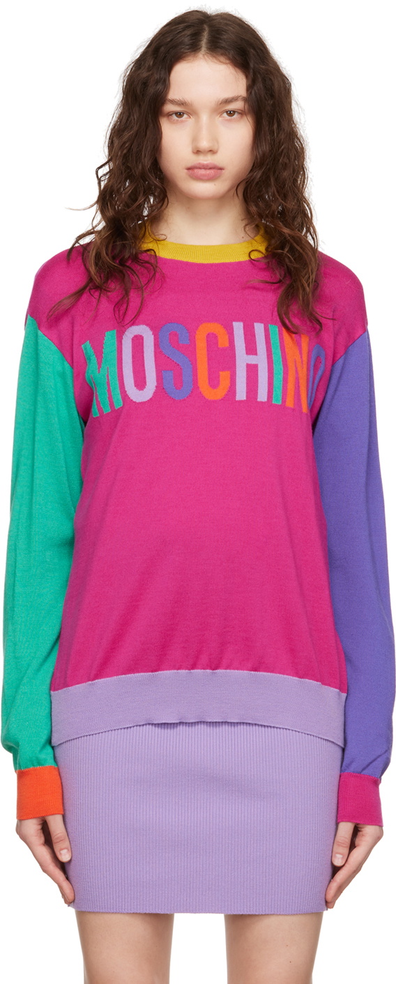 Moschino Pink Color Block Sweater Moschino