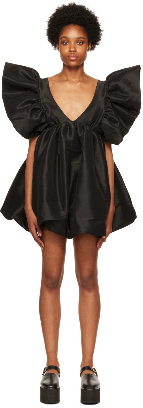 Kika Vargas Black Adri Taffeta Minidress Kika Vargas