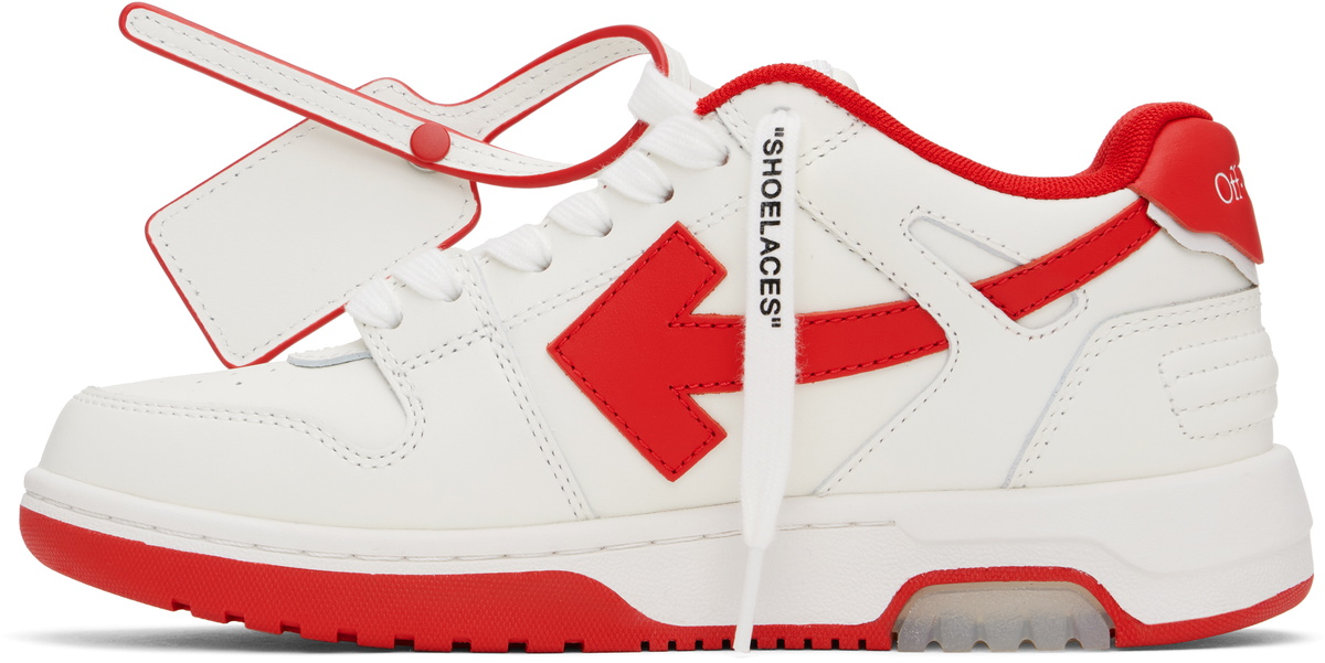 Off-White White & Red Out Of Office Calf Leather Sneakers Off-White