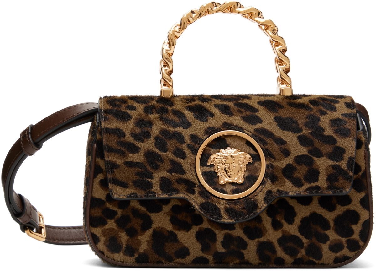 Versace Brown & Black Leopard 'La Medusa' Mini Bag Versace