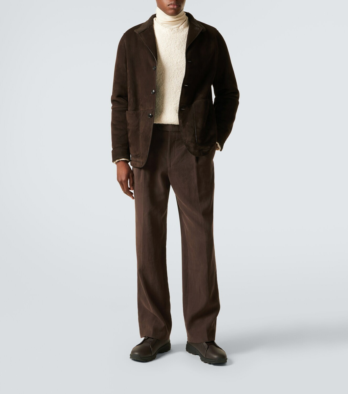 Zegna Il Conte shearling-trimmed suede jacket Zegna