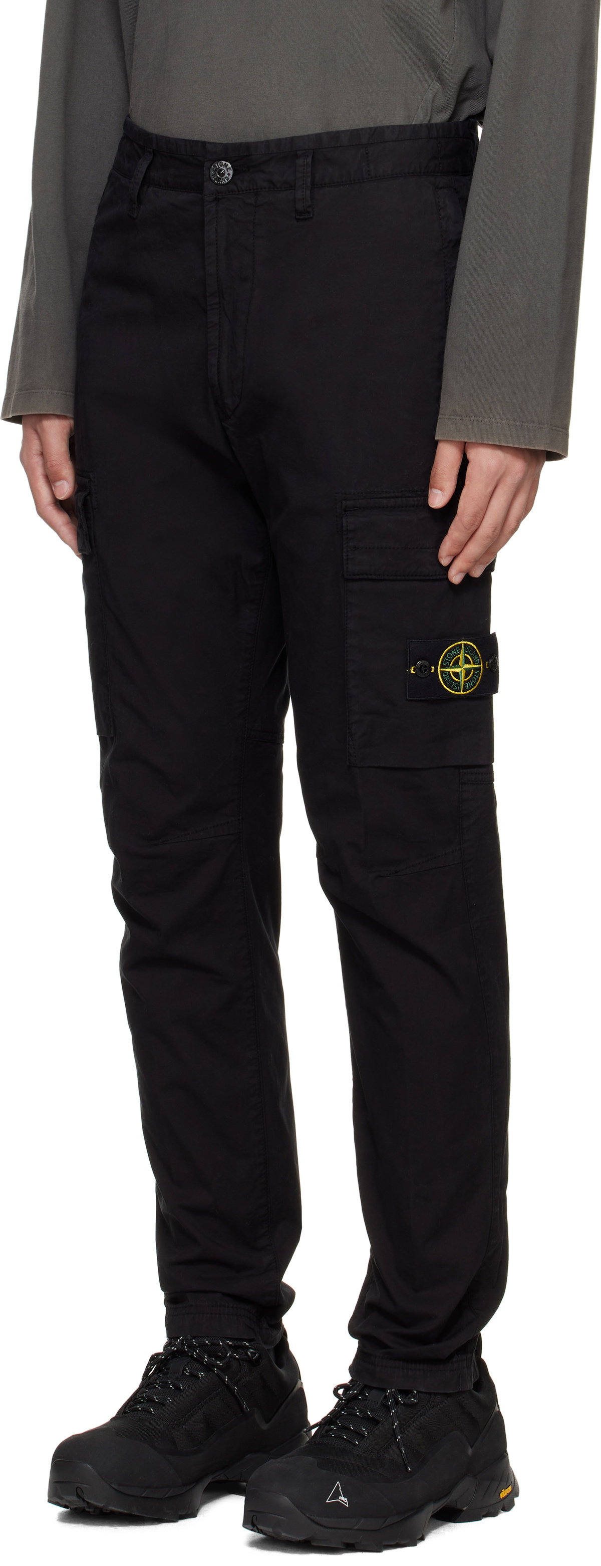 Stone Island Black Supima Cotton Twill Stretch-TC Cargo Pants Stone Island