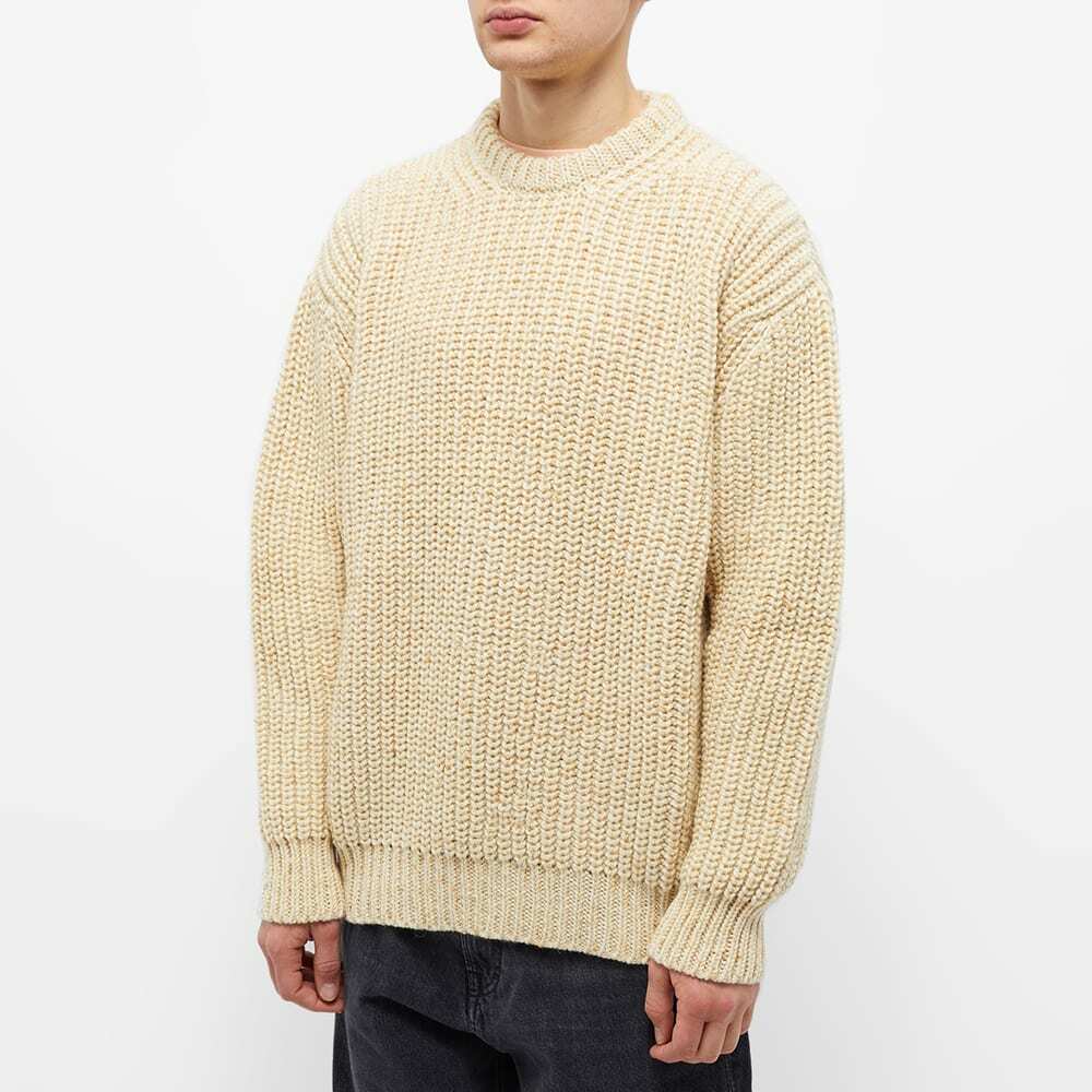 Raf Simons Men's Ribbed Crew Knit in Ecru Yellow Raf Simons