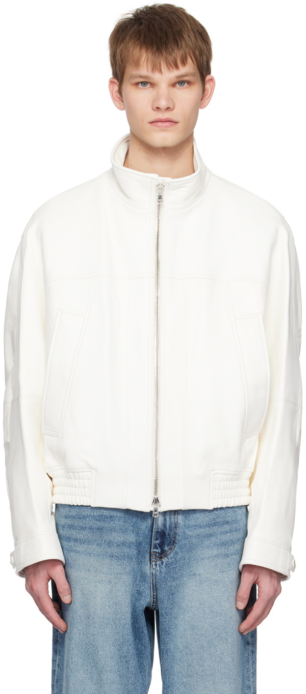 Solid Homme White Cropped Leather Jacket Solid Homme