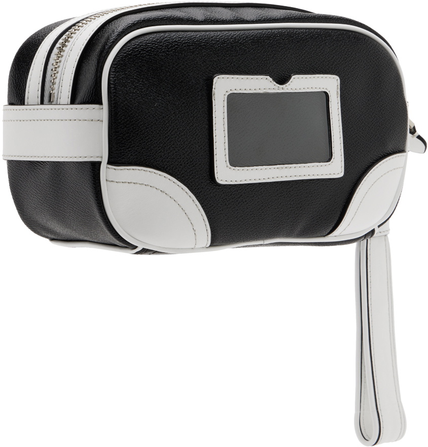 Moschino Black Double Smiley Leather Pouch Moschino