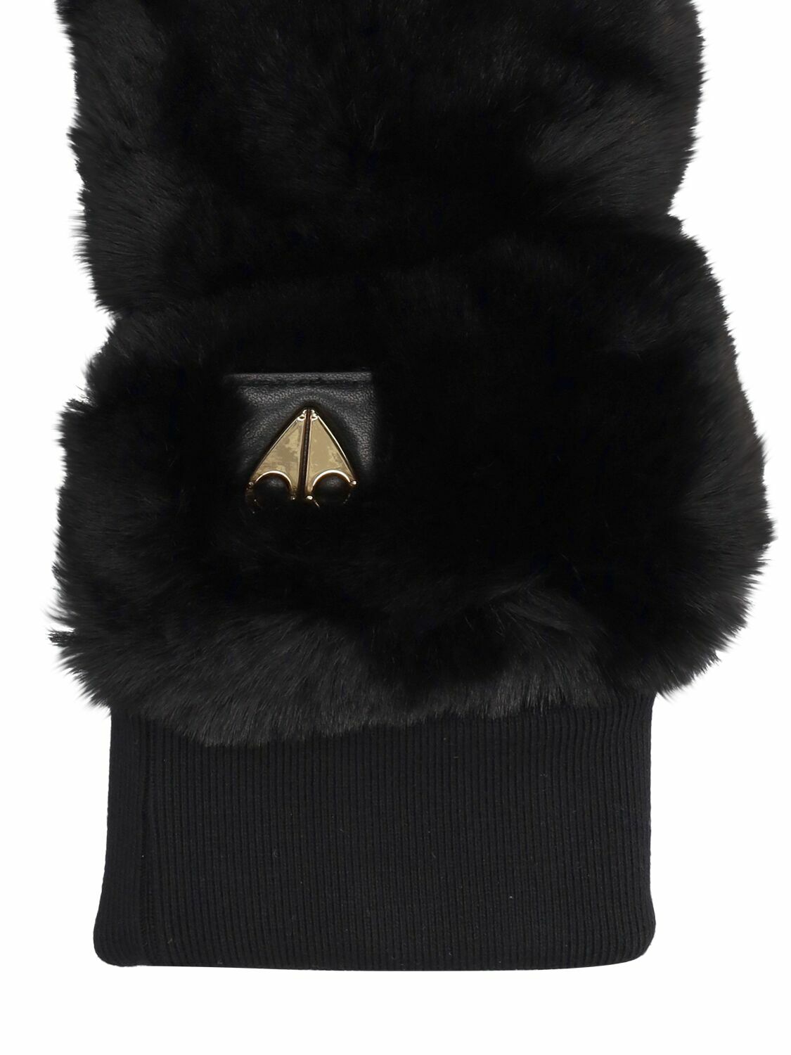 MOOSE KNUCKLES - Cheever Leather & Faux Fur Mittens Moose Knuckles