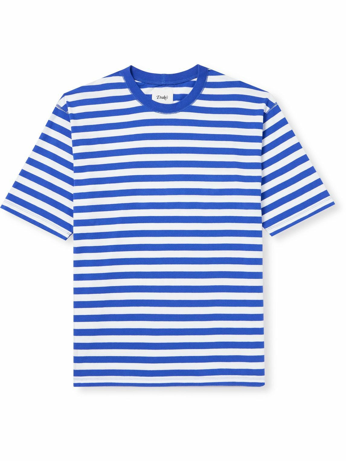Drake's - Striped Cotton-Jersey T-Shirt - Blue Drake's
