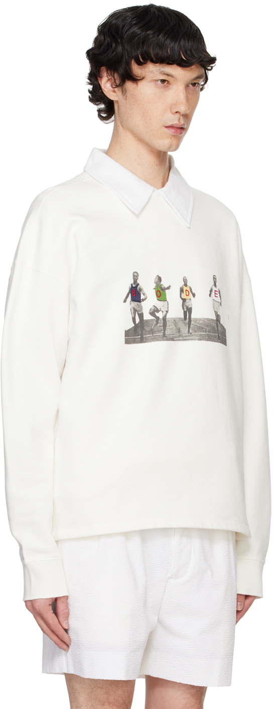 Bode White Finish Line Sweatshirt Bode