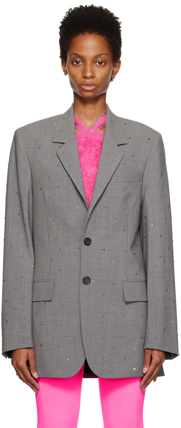 MSGM Gray Studded Blazer MSGM