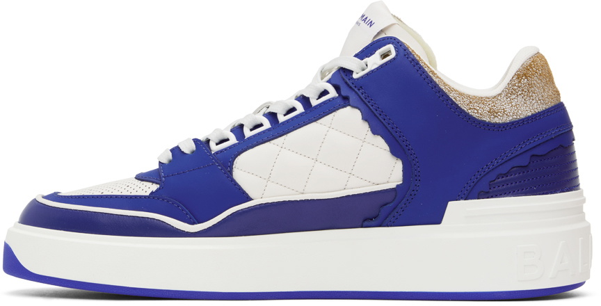 Balmain White & Blue B-Court Sneakers Balmain