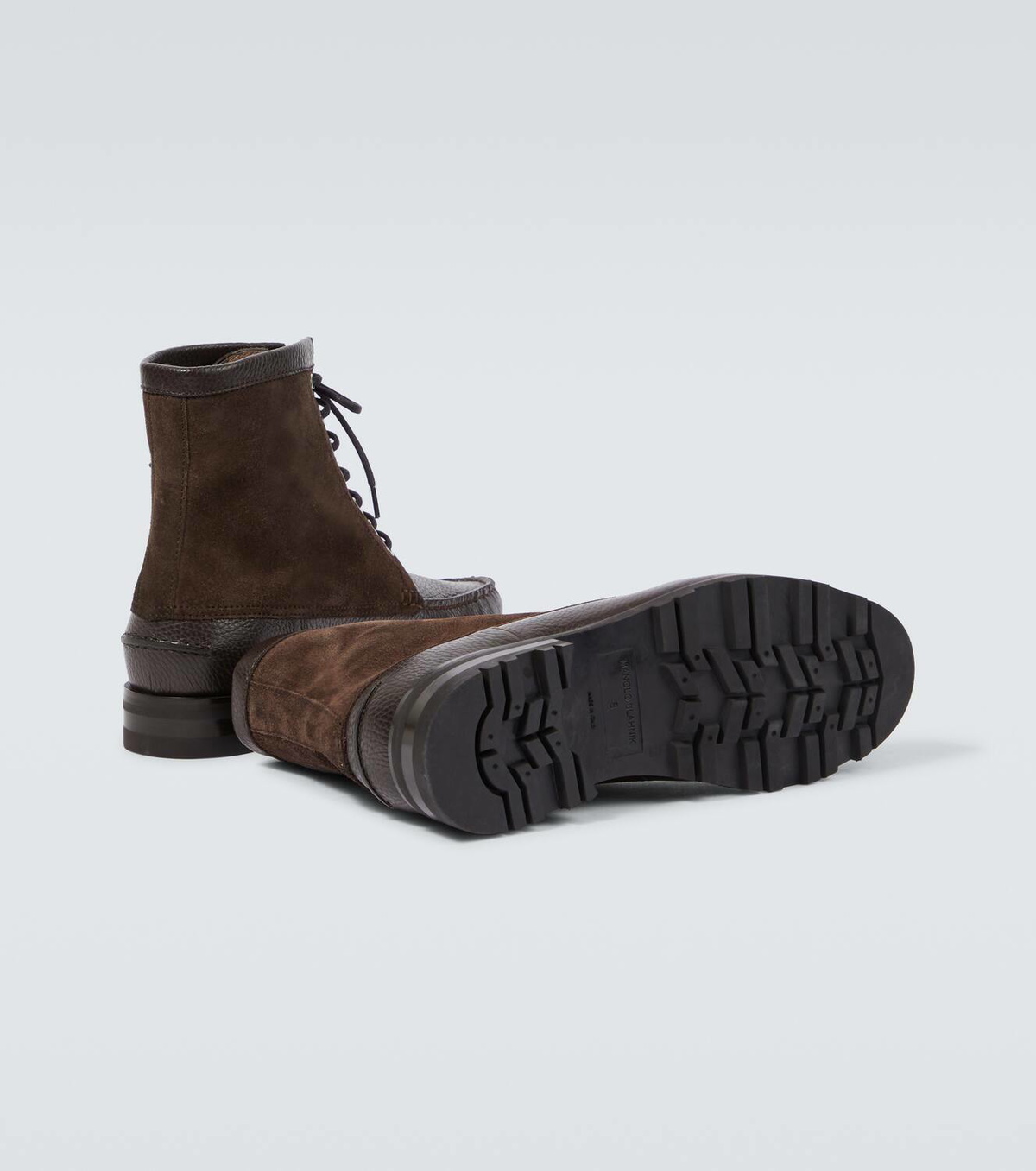 Manolo Blahnik Sycamore suede-trimmed leather boots Manolo Blahnik