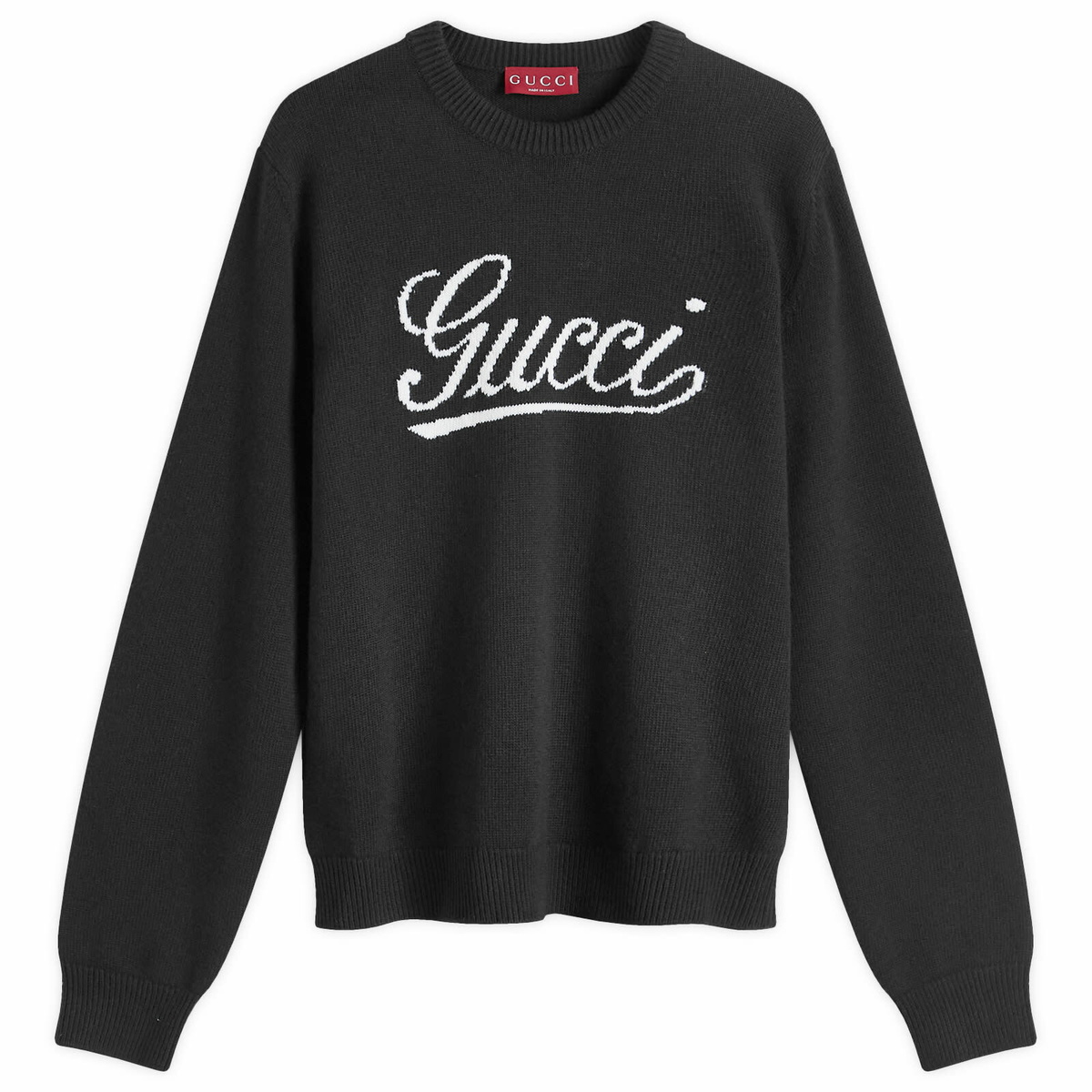 Gucci Men's Script Logo Crew Neck Jumper in Black Gucci
