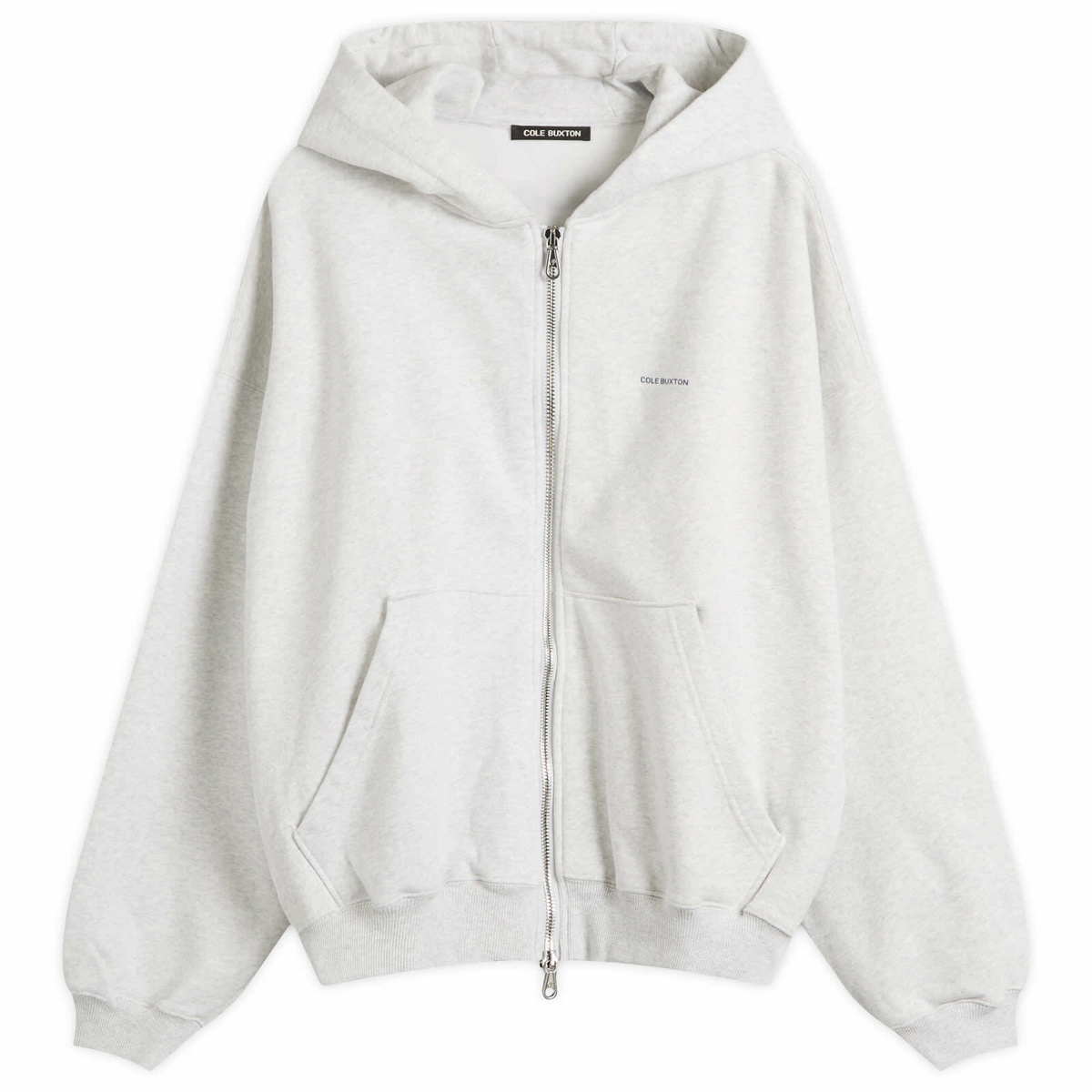 Cole Buxton Men's Mini Logo Zipped Hoodie in Light Grey Marl Cole Buxton