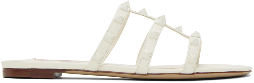 Valentino Garavani Off-White Rockstud Slides Valentino Garavani