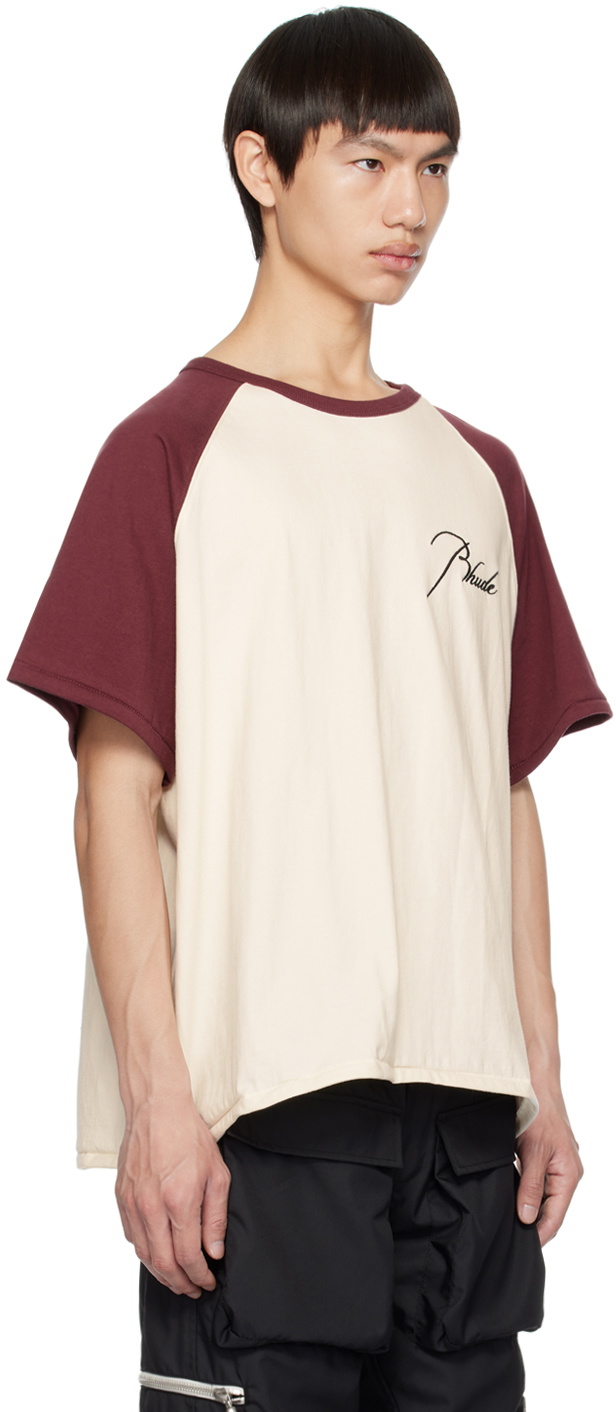 Rhude Off-White & Red Raglan T-Shirt Rhude