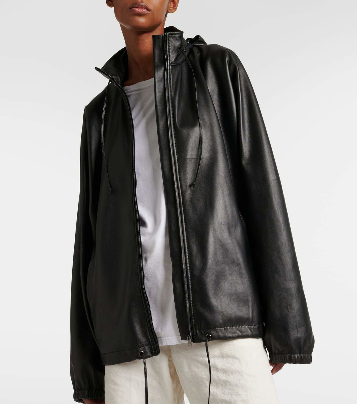 The Row Jilly oversized leather bomber jacket The Row