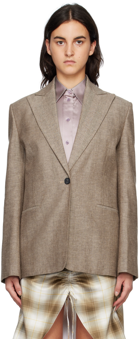 GIA STUDIOS Brown Striped Blazer GIA STUDIOS