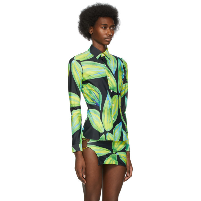 Louisa Ballou SSENSE Exclusive Blue and Green Jersey Leaf Shirt Louisa ...