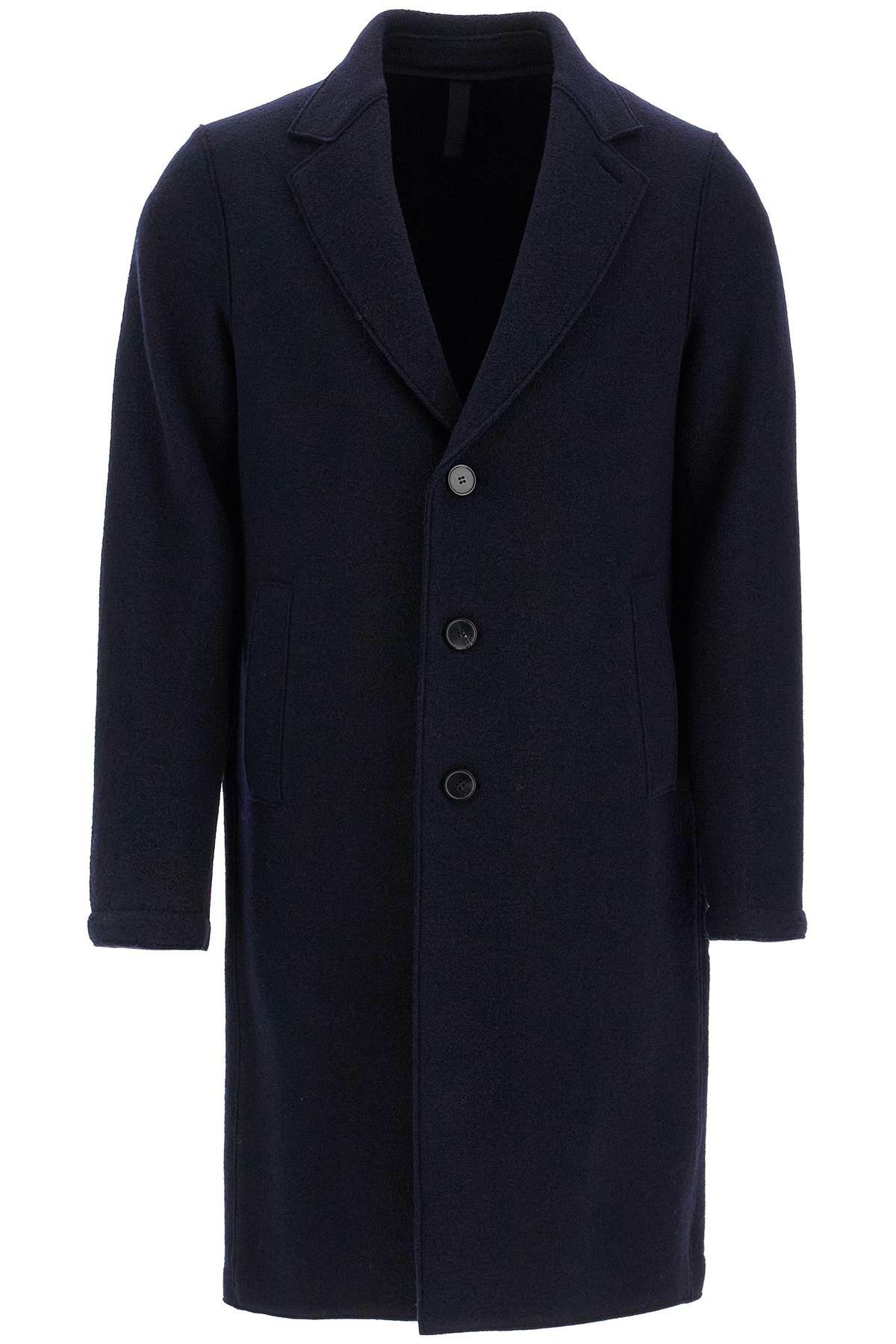 HARRIS WHARF LONDON single-breasted wool coat in boiled Blue Harris ...