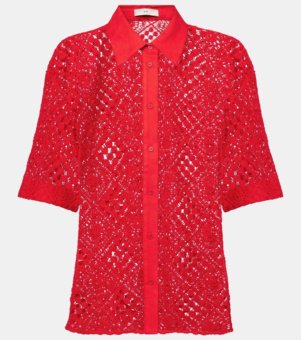 SIR Rayure cotton-blend crochet shirt SIR.