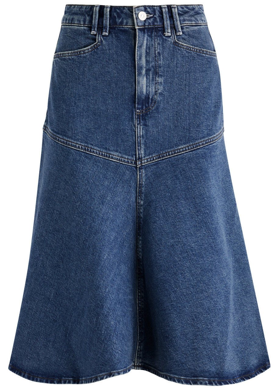 Paige Alice Stretch-denim Midi Skirt Blue Paige