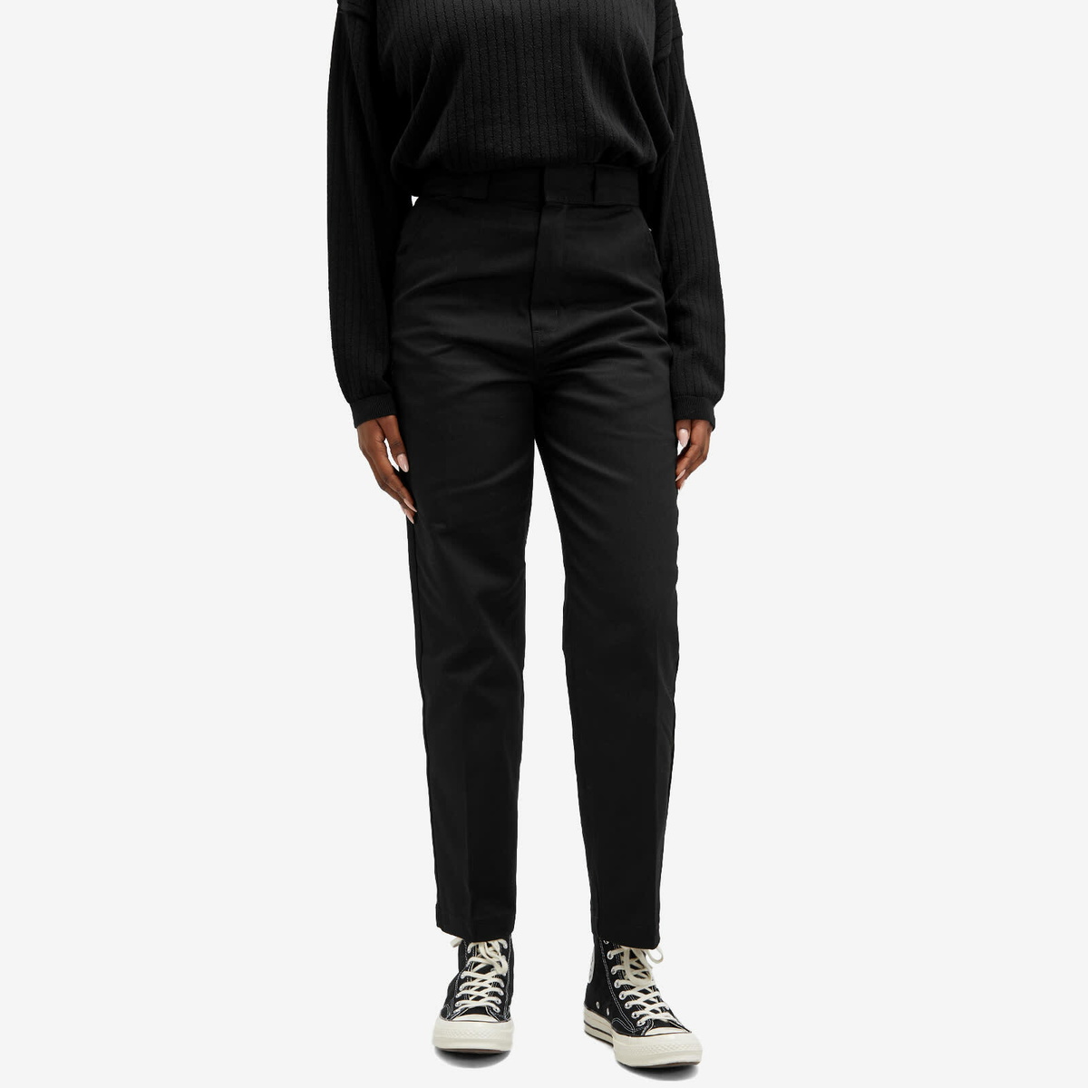 Dickies Women's Phoenix Cropped Trousers in Black Dickies Construct