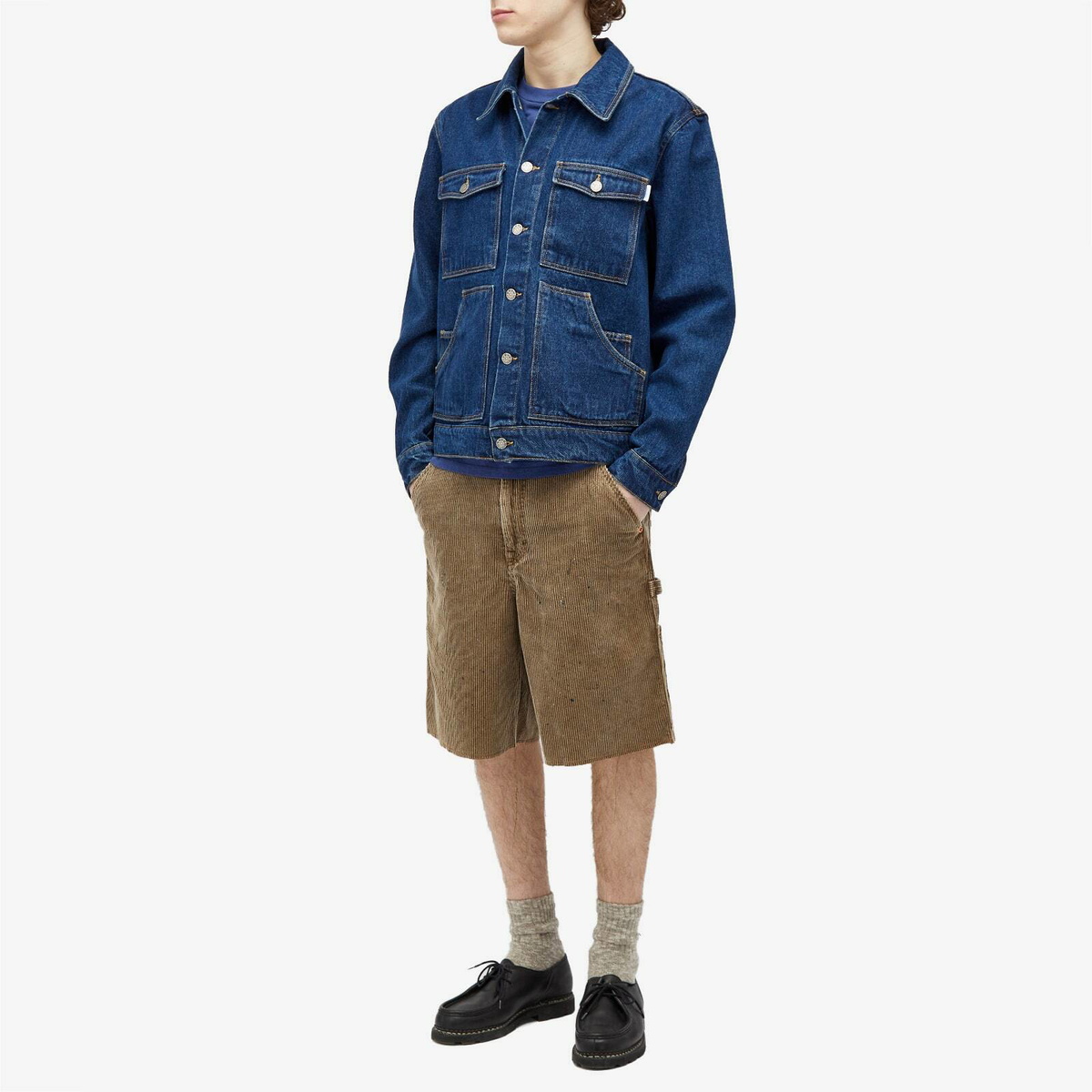 PACCBET Men's Typo Denim Jacket in Dark Blue PACCBET