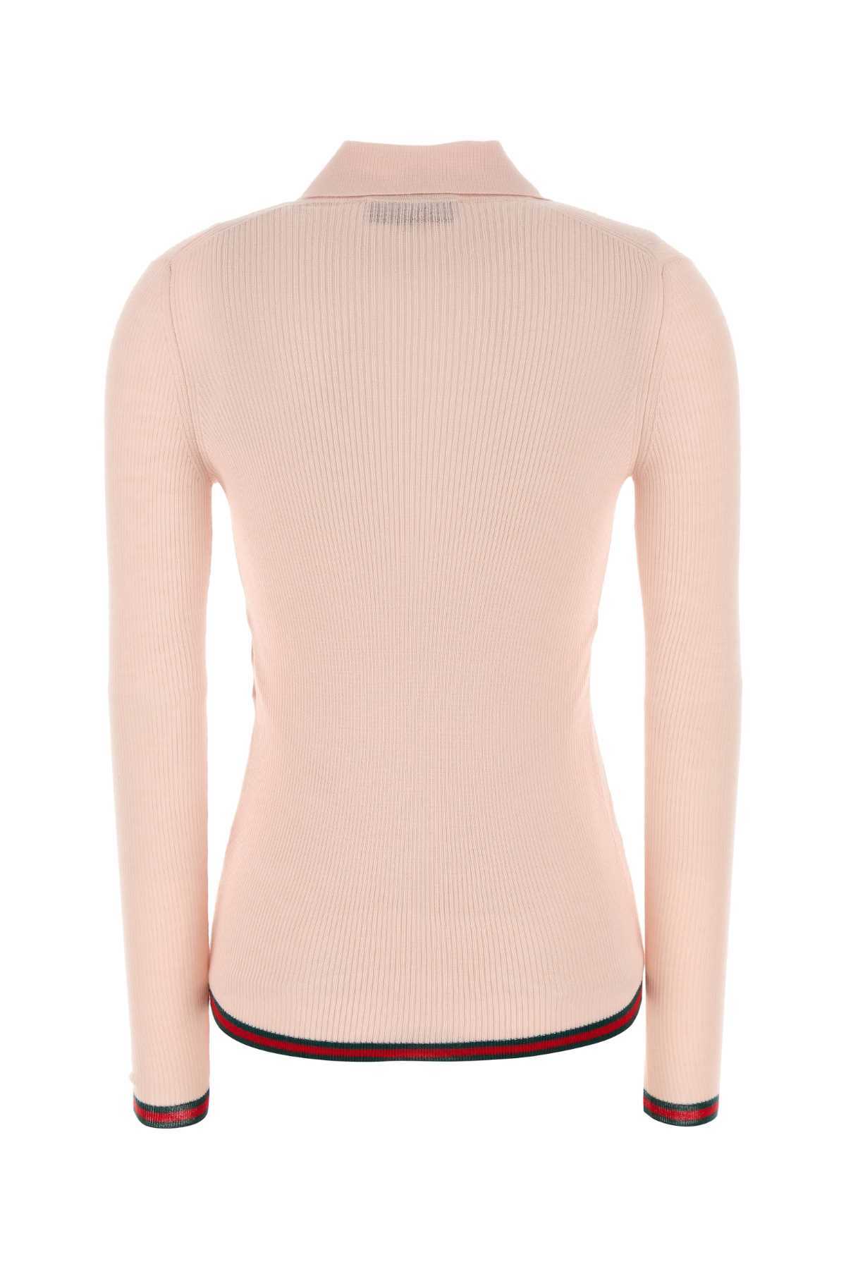 Gucci Light Pink Cashmere Blend Polo Shirt Gucci