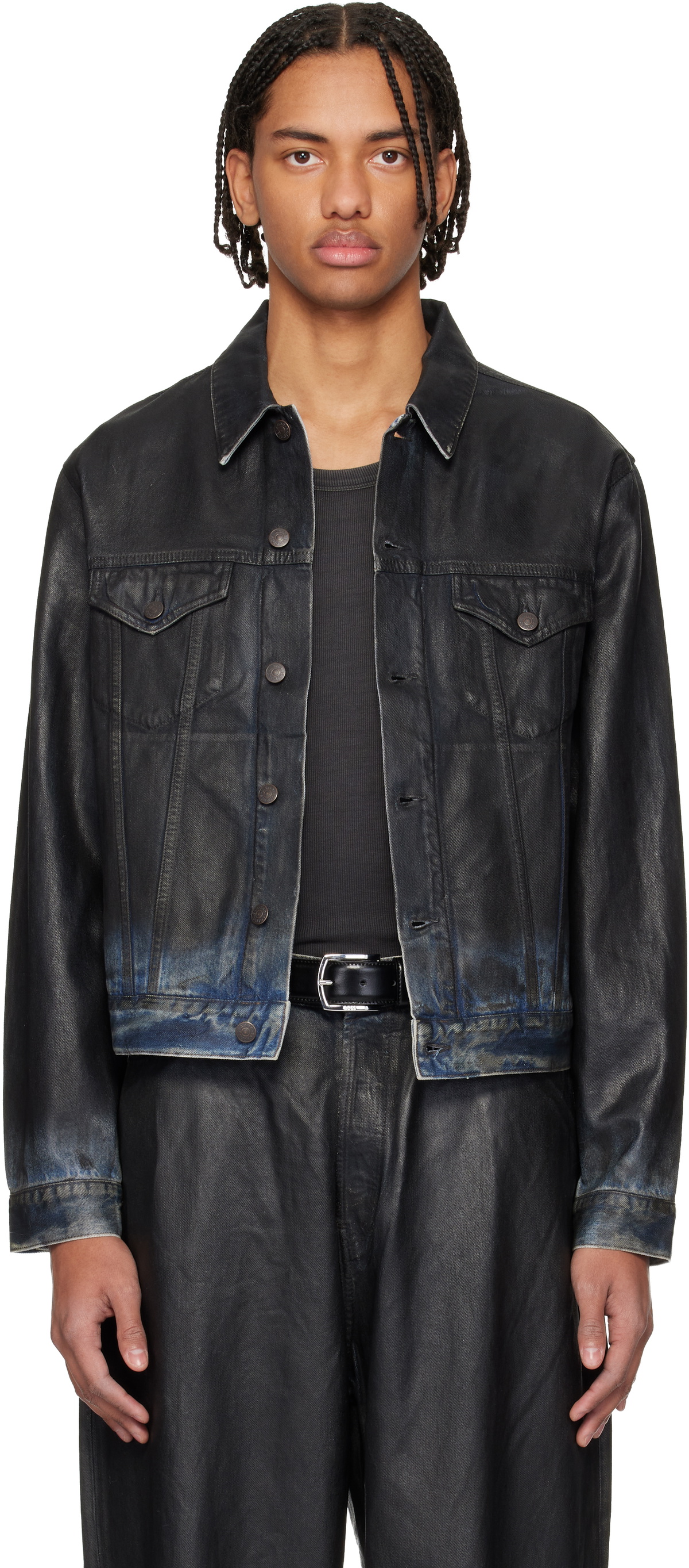 Acne Studios Black Coated Denim Jacket Acne Studios