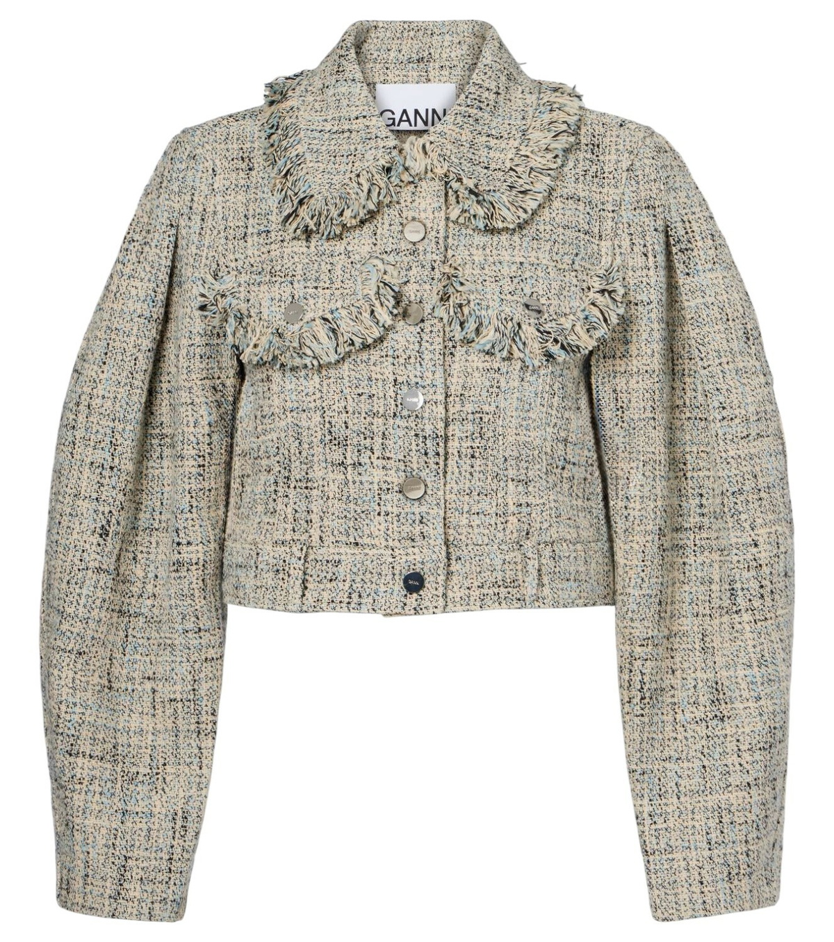 Ganni Cropped cotton tweed jacket GANNI
