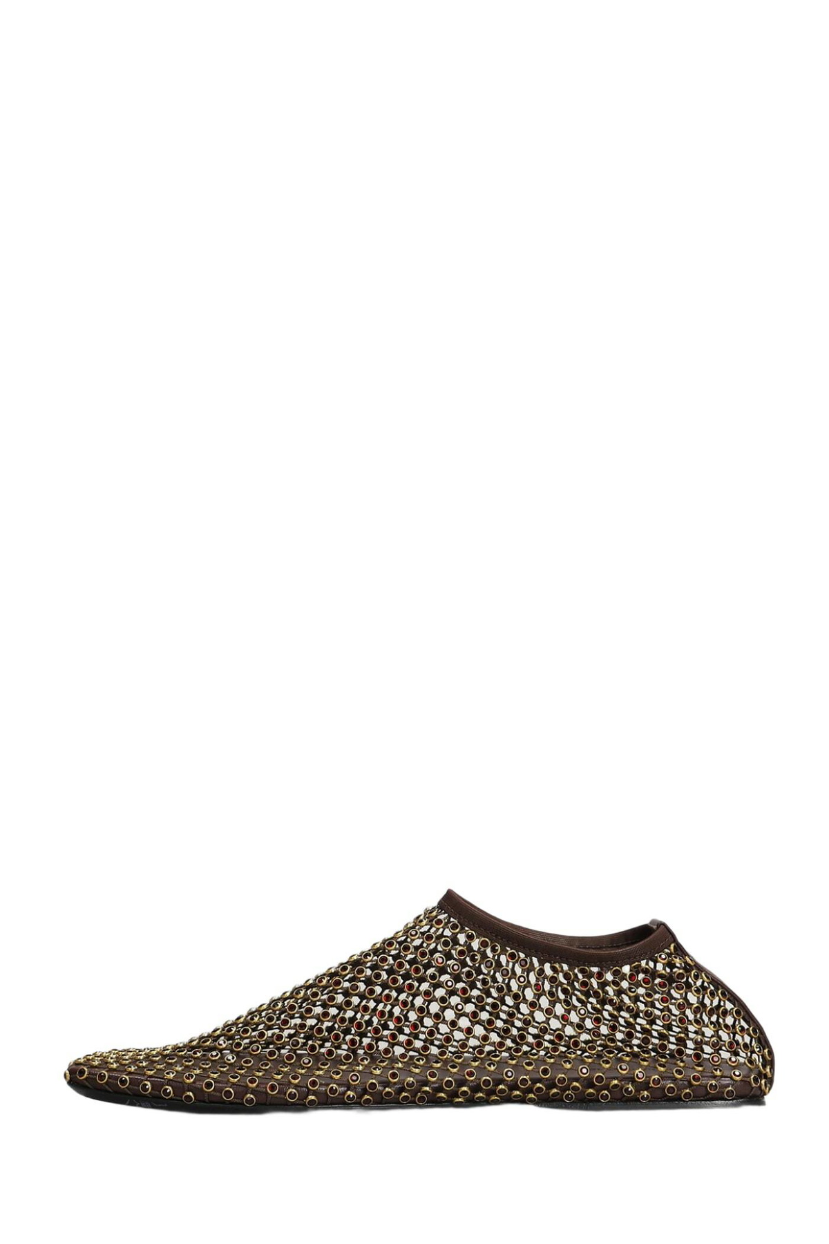 Christopher Esber Minette Crystal Flat Ballet Flats In Brown Nylon ...