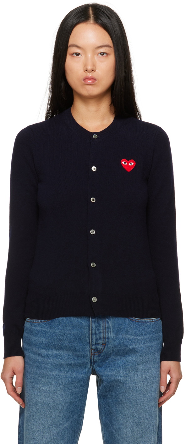 COMME des GARÇONS PLAY Navy Heart Patch Cardigan Comme des Garcons Play
