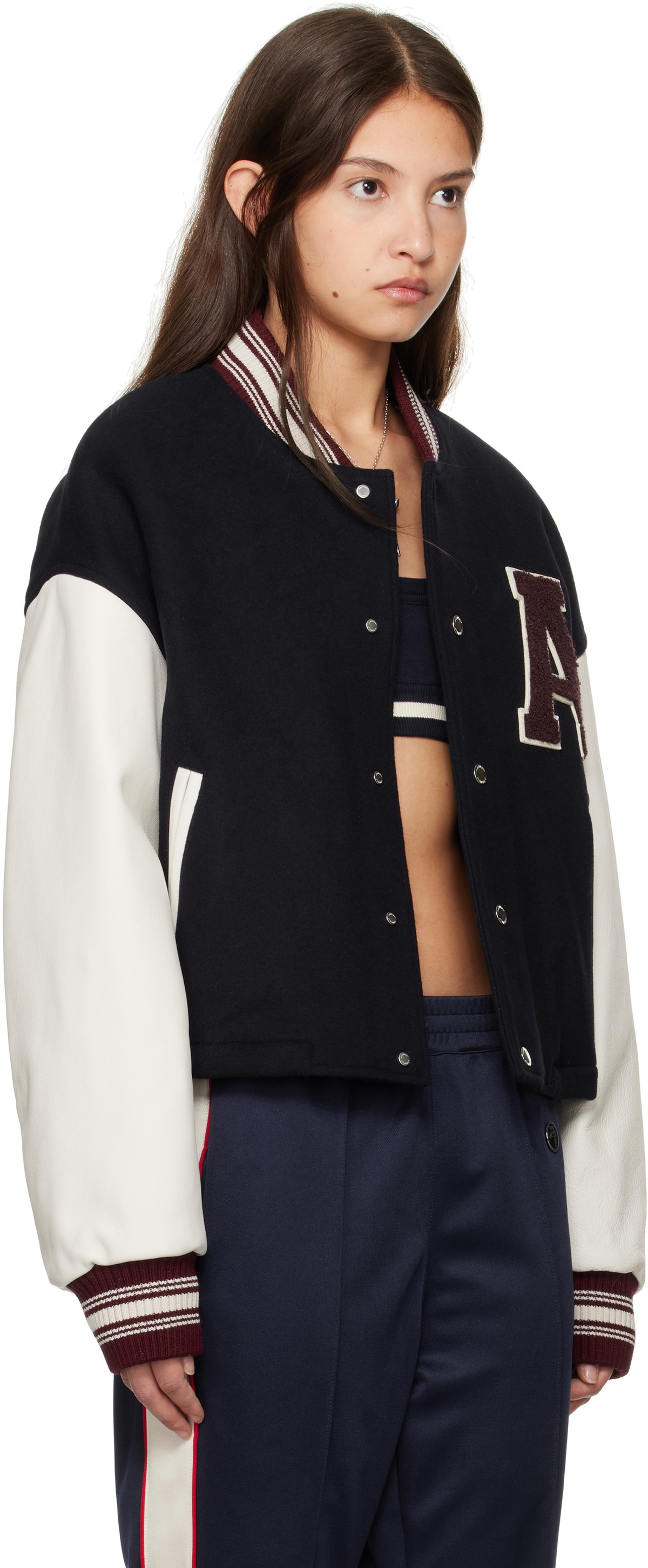 AMBUSH Navy Cropped Stadium Bomber Jacket Ambush