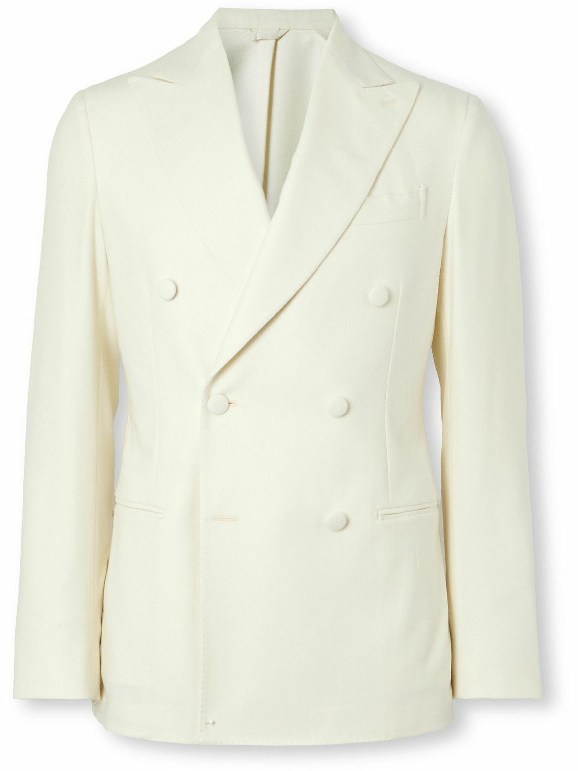 De Petrillo - Double-Breasted Wool-Flannel Tuxedo Jacket - Neutrals De ...