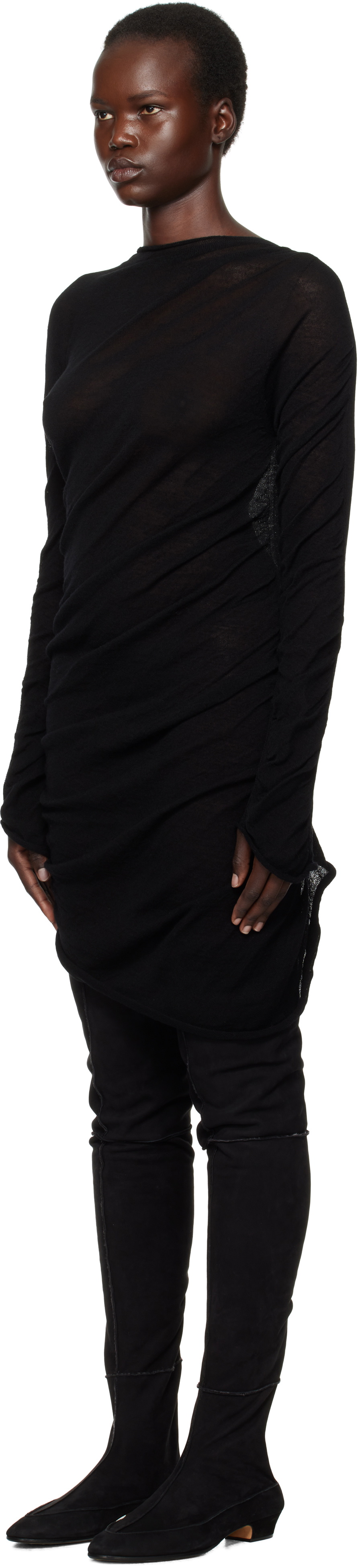 ISSEY MIYAKE Black Ambiguous Wool Midi Dress Issey Miyake Men
