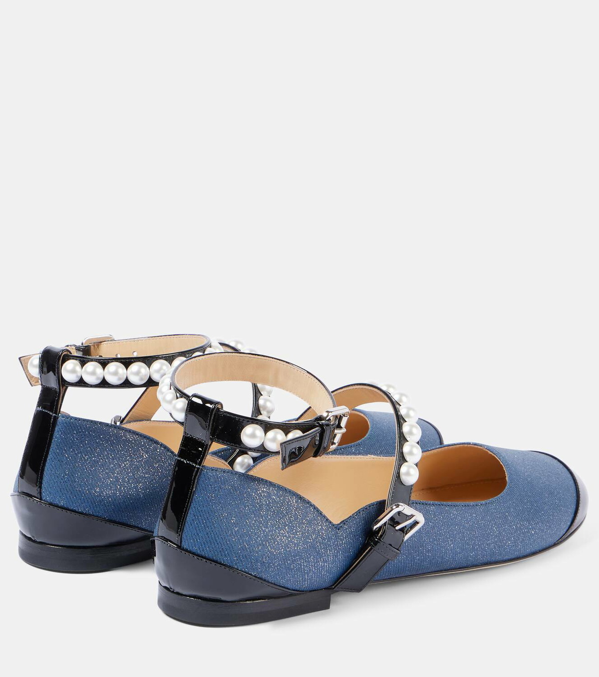 Mach & Mach Embellished denim Mary Jane flats MACH & MACH