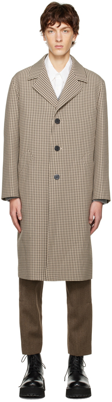 Solid Homme Beige Check Coat Solid Homme