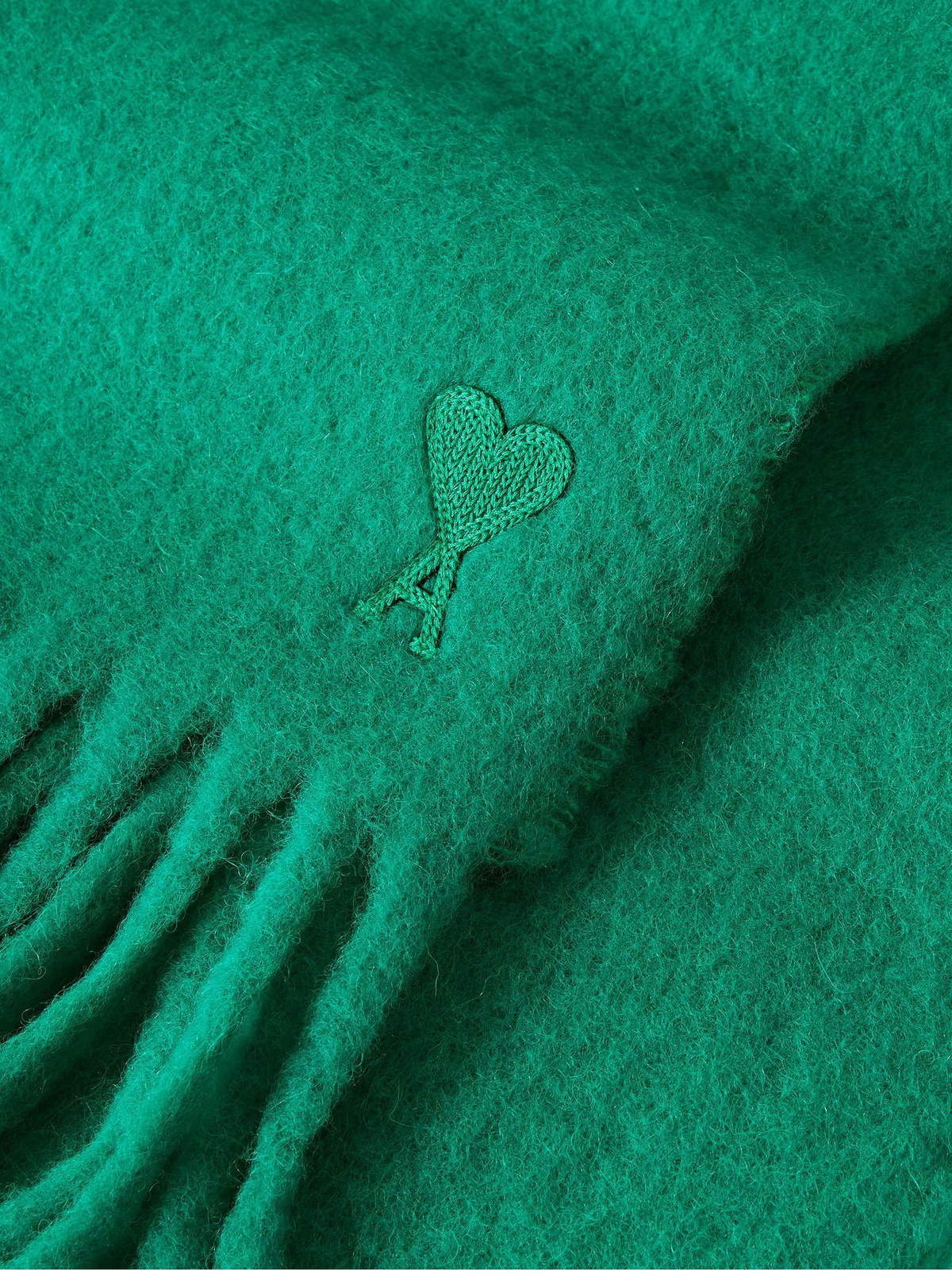 AMI PARIS - Oversized Logo-Appliquéd Fringed Alpaca-Blend Scarf AMI