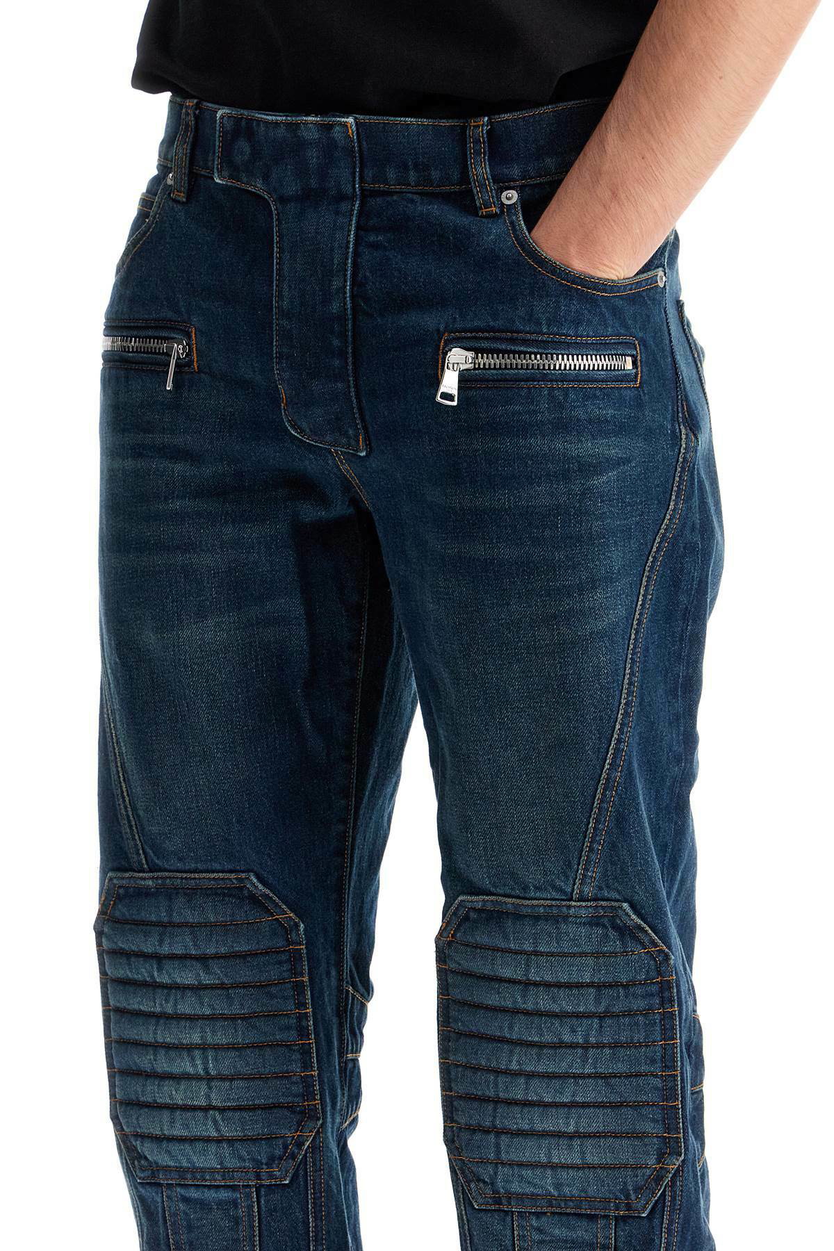BALMAIN straight leg biker jeans Blue Balmain