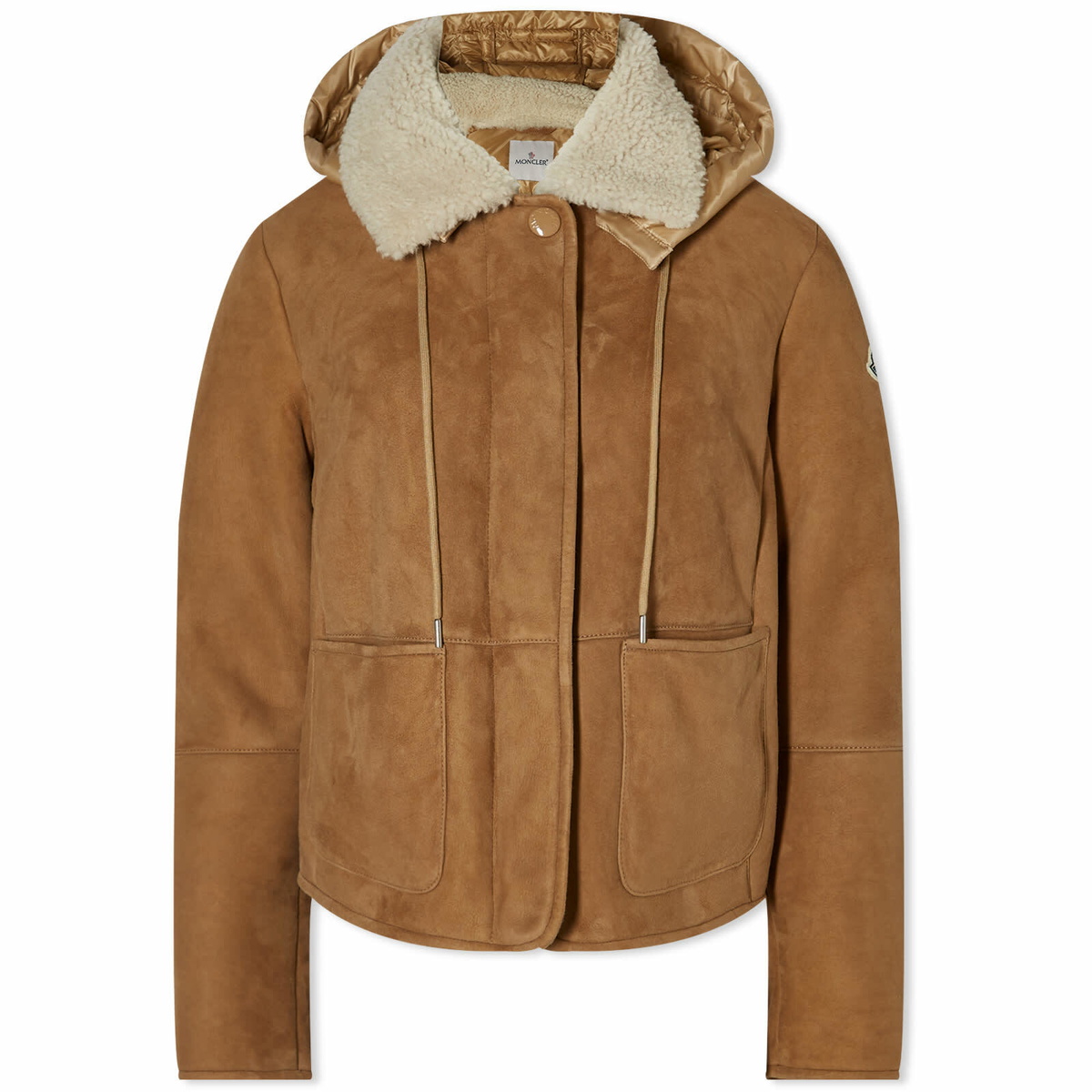 Moncler Women's Dafne Shearling Padded Jacket in Brown Moncler