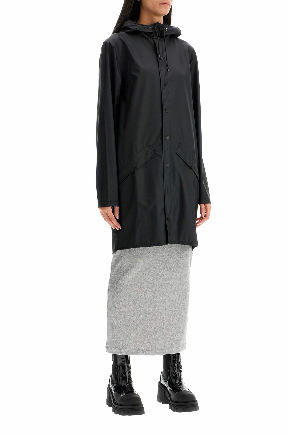RAINS unisex long rain jacket Black Rains