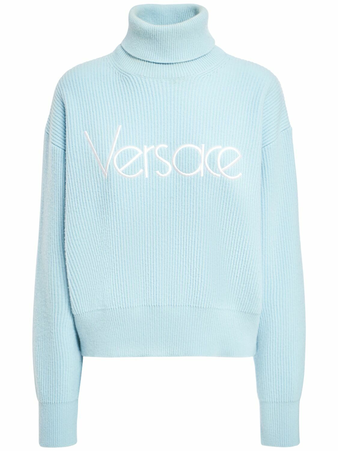 VERSACE - Logo Rib Knit Turtleneck Sweater Versace