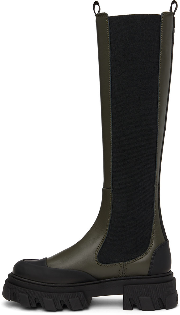 GANNI Green Tall Chelsea Boots GANNI