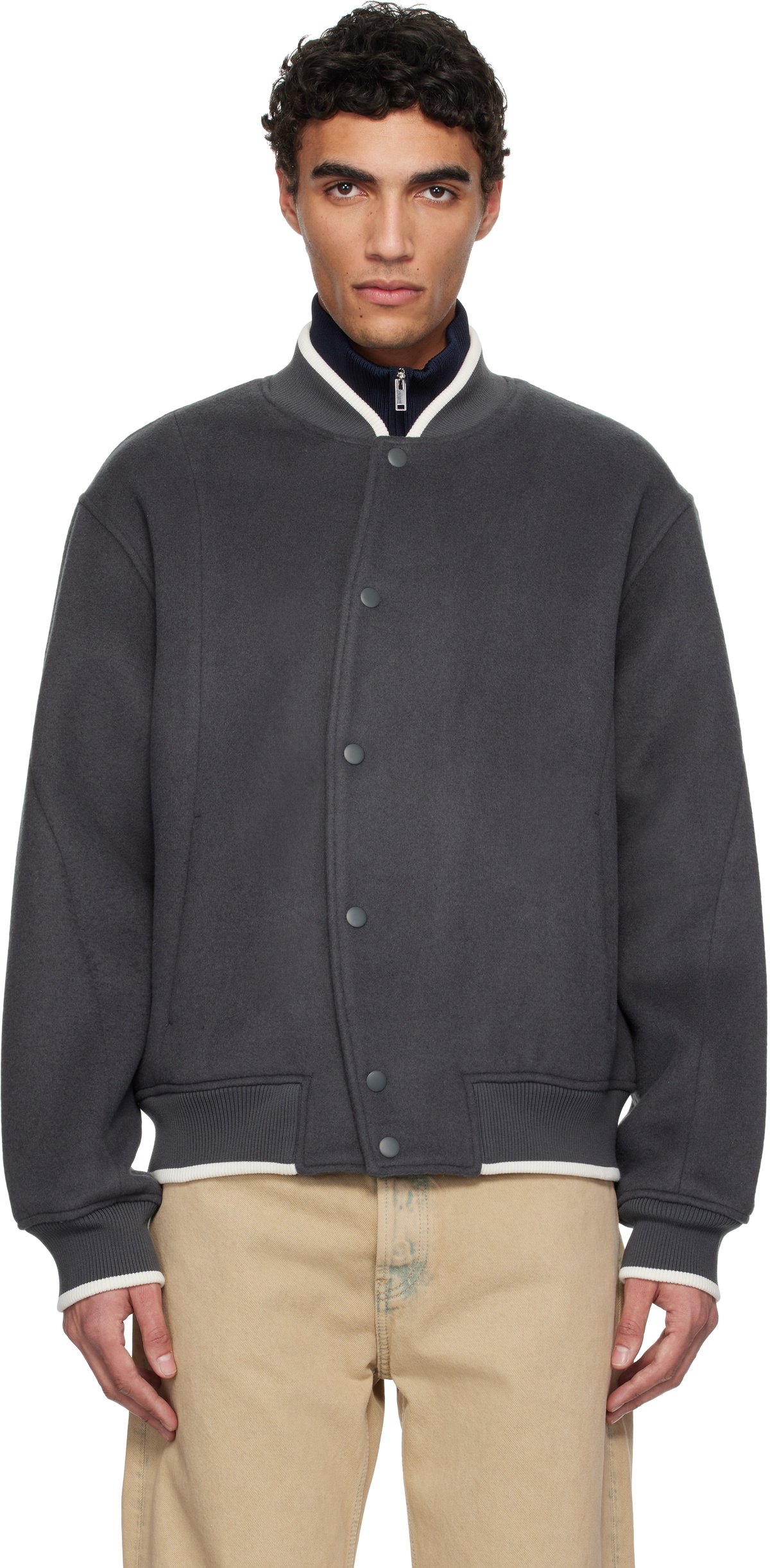 Axel Arigato Gray Typo Varsity Bomber Jacket Axel Arigato