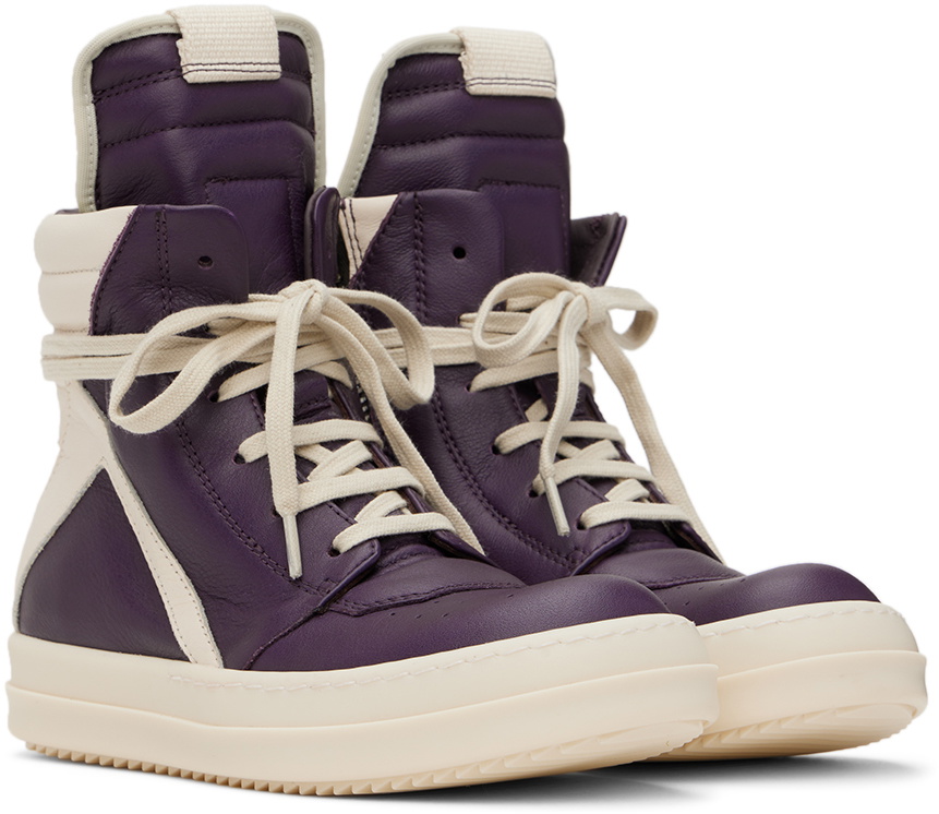 Rick Owens Kids Purple & Off-White Geobasket Sneakers Rick Owens