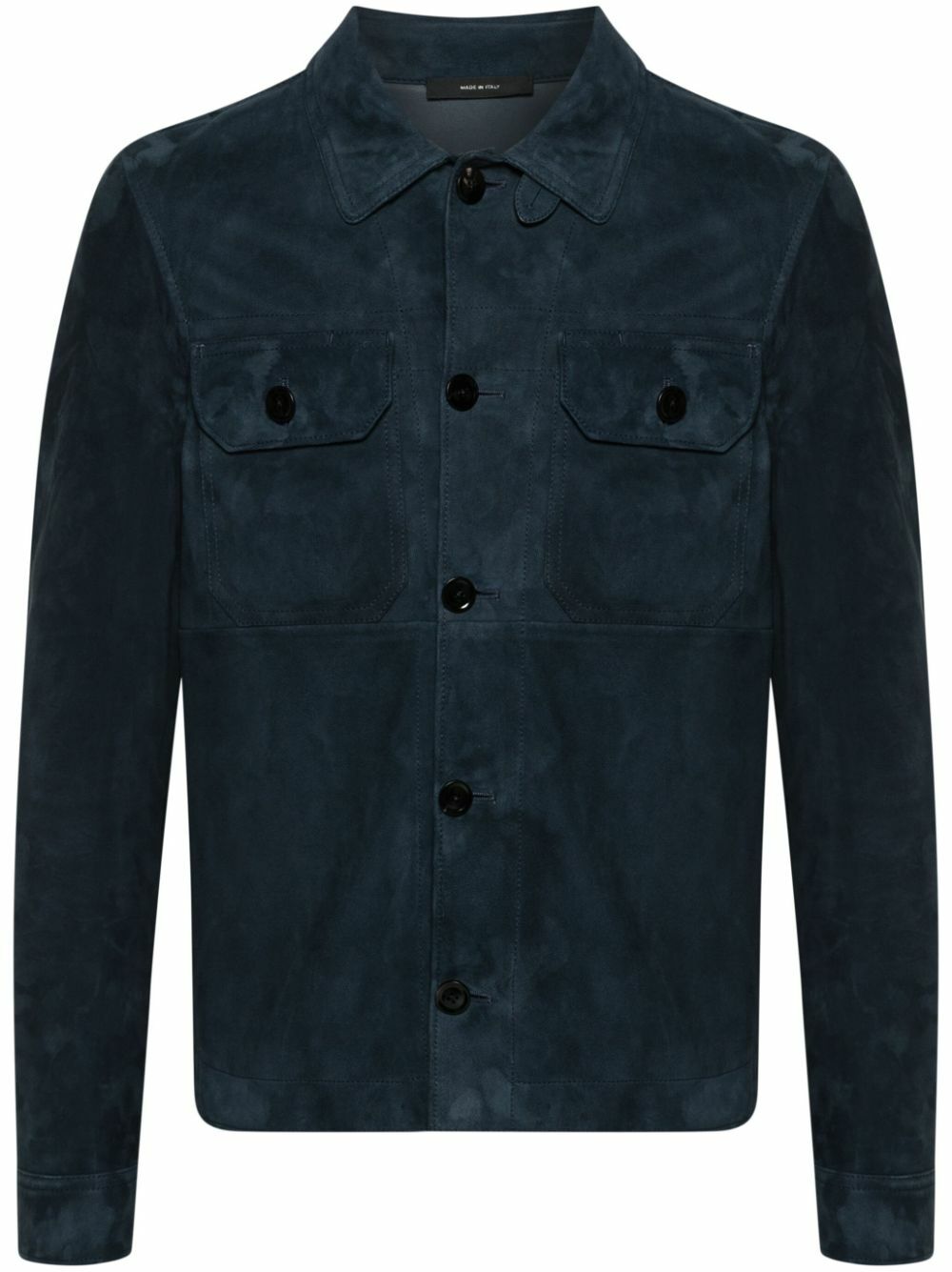 TOM FORD Blue Single-Breasted Suede Jacket TOM FORD
