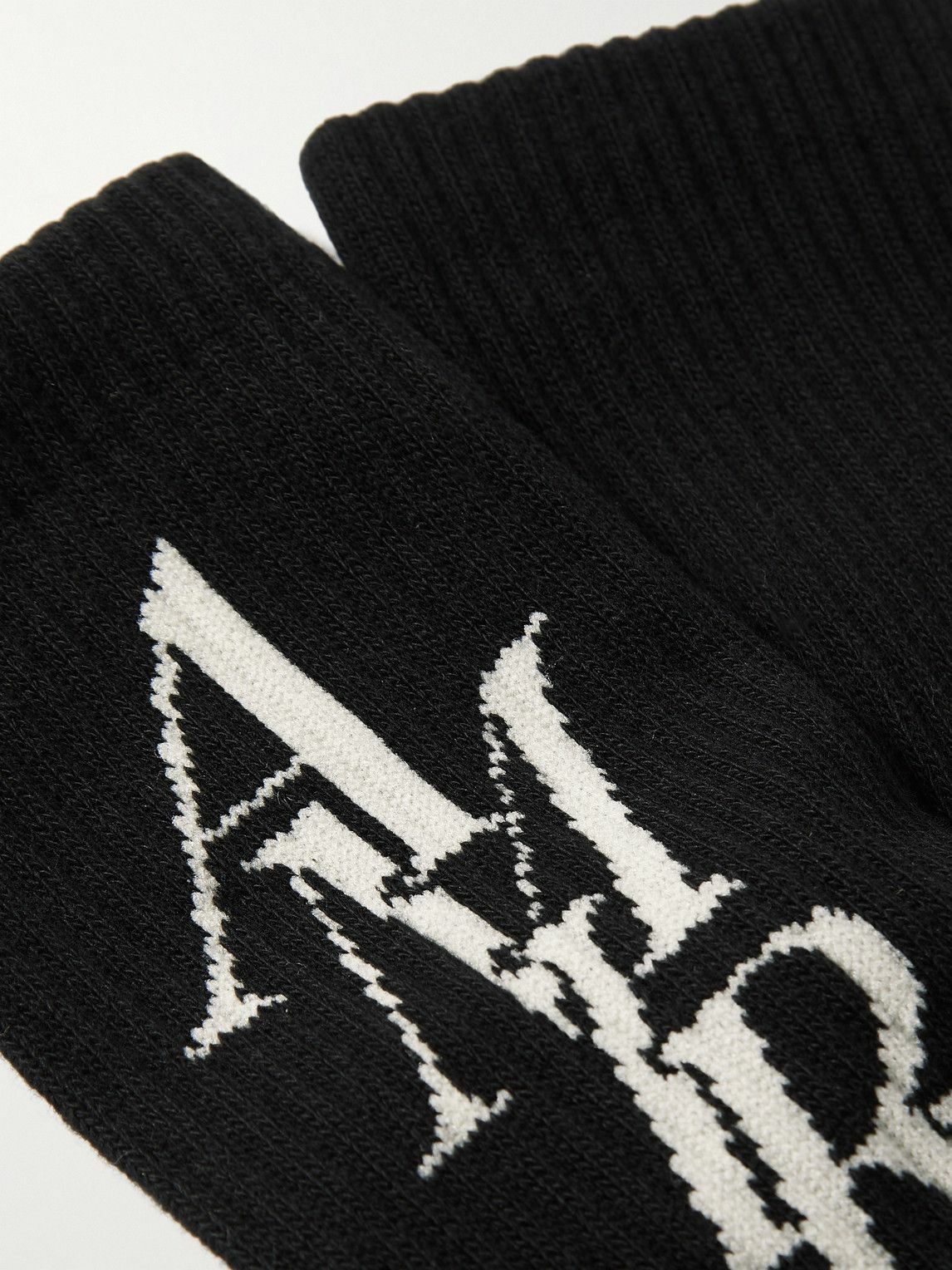 AMIRI - Stack Logo-Jacquard Ribbed Cotton-Blend Socks - Black Amiri